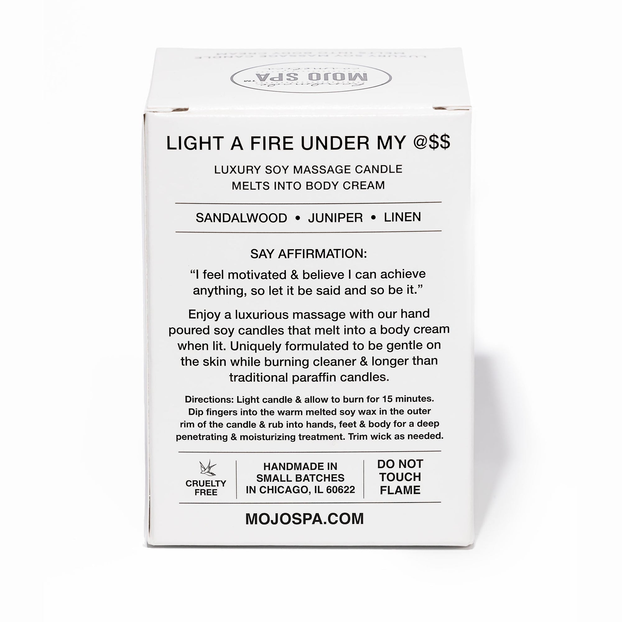 Light a Fire Under My @$$ Soy Massage Candle – Mojo Spa