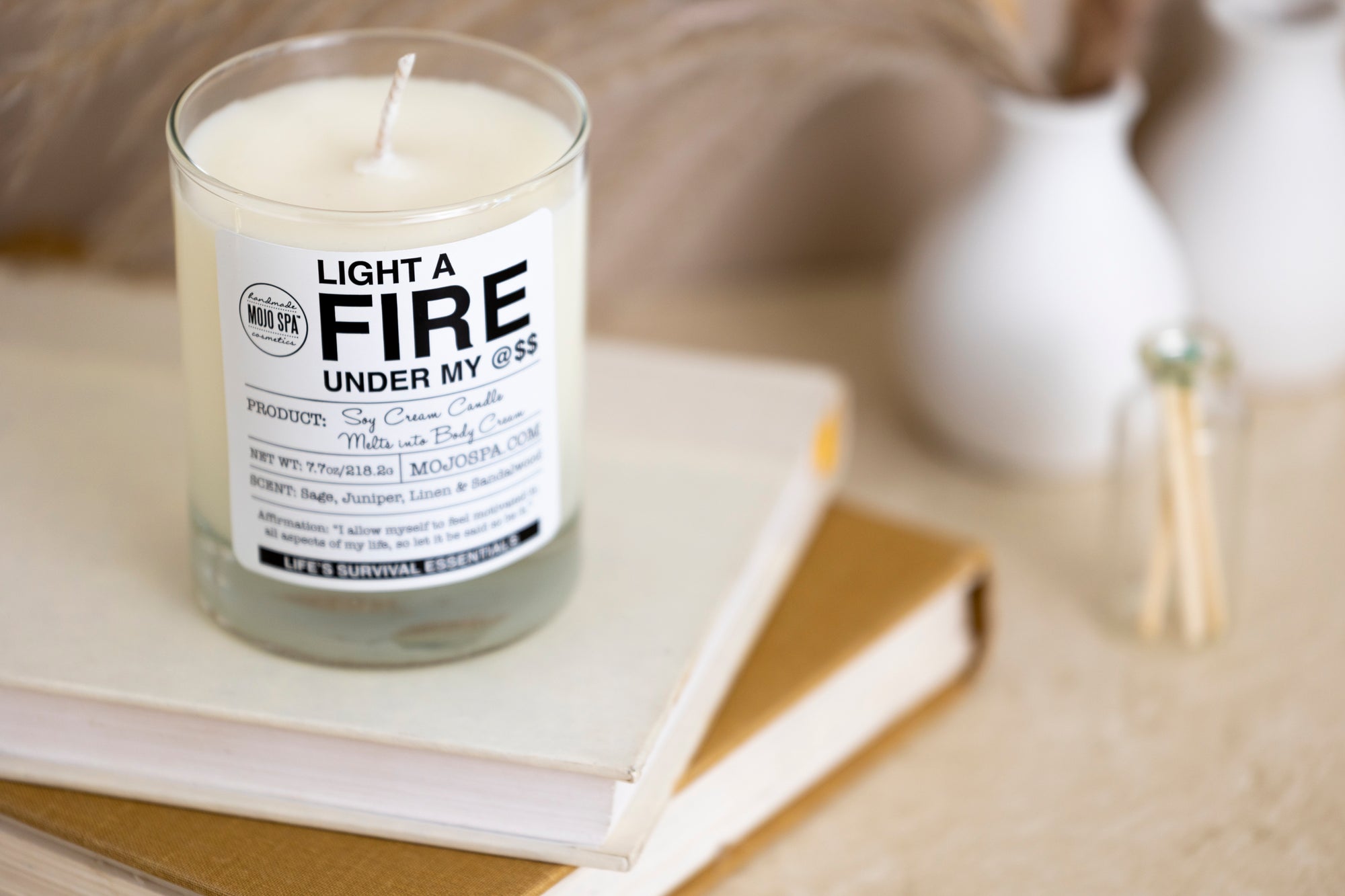Light a Fire Under My @$$ Soy Massage Candle – Mojo Spa